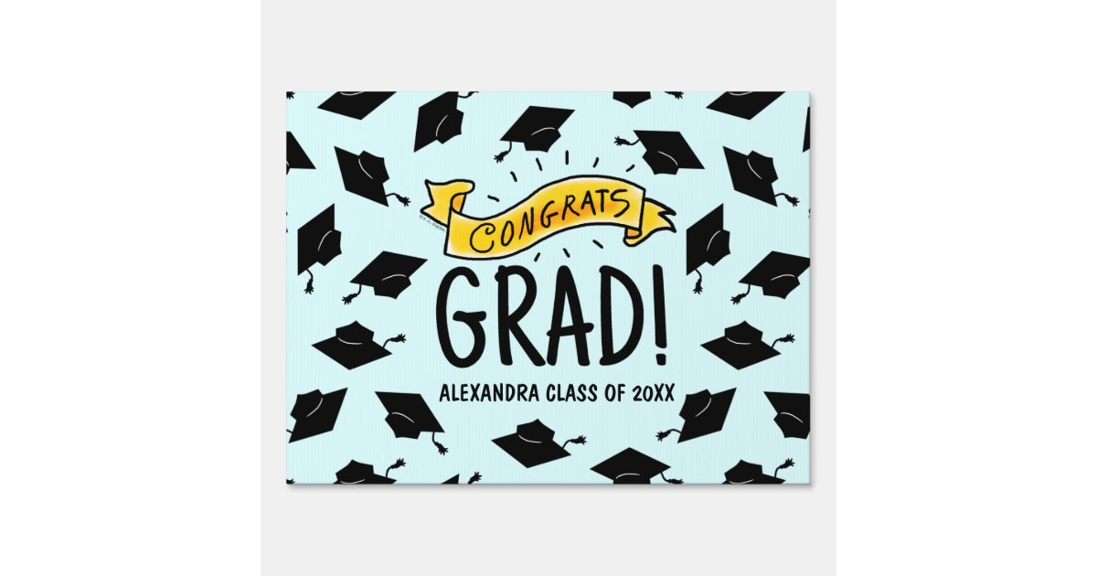 Congrats Grad Gold Banner Celebration Sign | Zazzle