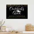 CONGRATS GRAD Gold Confetti Script Custom Color Poster | Zazzle
