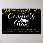 CONGRATS GRAD Gold Confetti Script Custom Color Poster | Zazzle