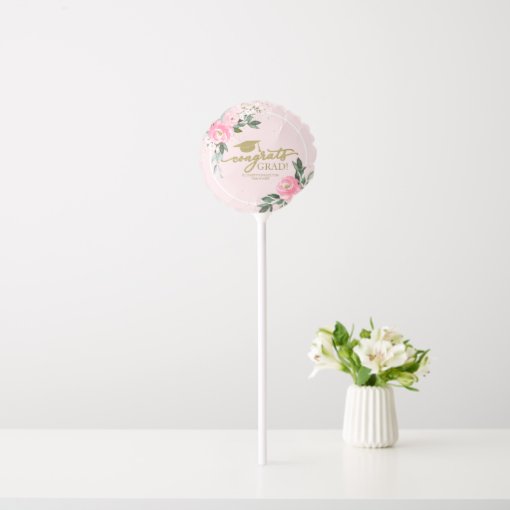 Congrats Grad Hot Pink Floral Graduation Party Balloon | Zazzle