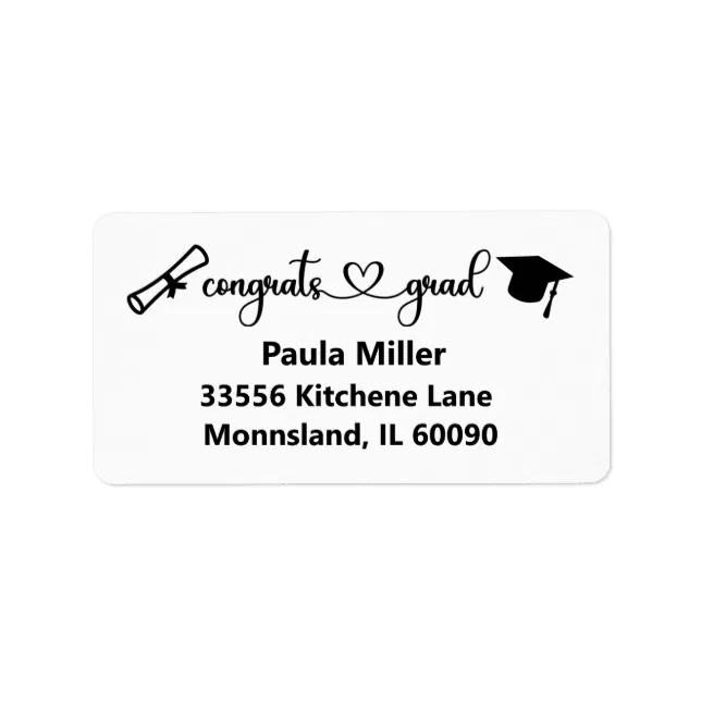 Congrats Grad Label, Graduation Stickers, Address Label | Zazzle