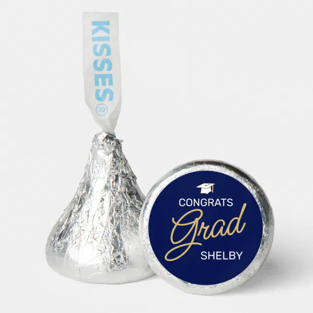 Congrats Grad Modern Script Navy Blue Graduation Hershey®'s Kisses ...