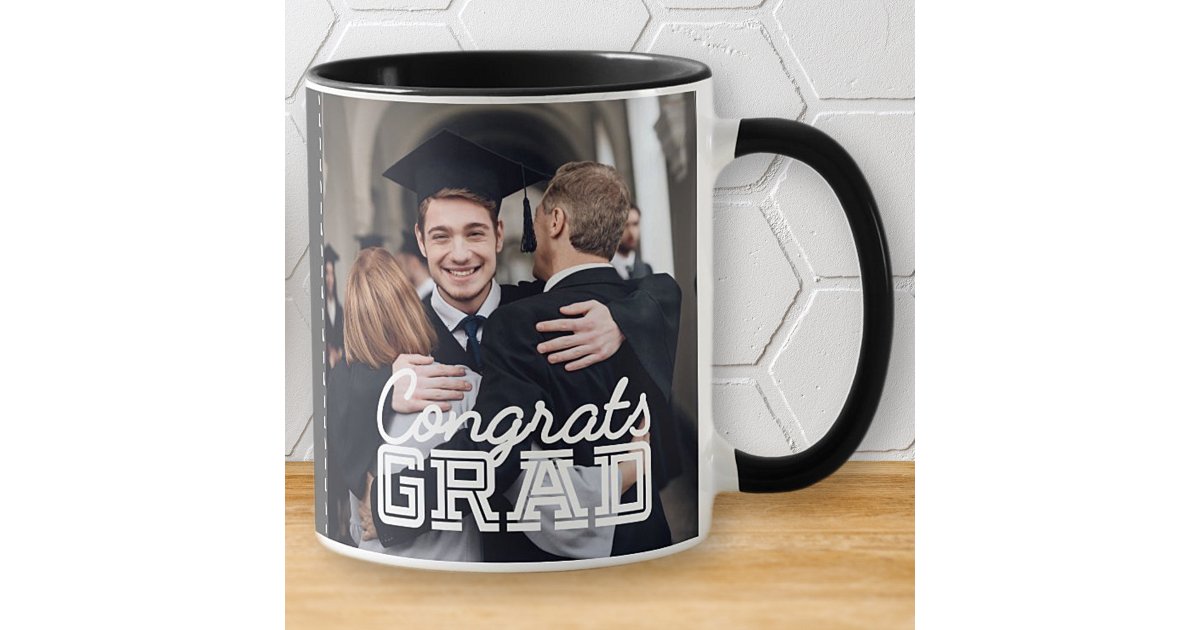 Congrats Grad Modern Simple Custom Photo Mug | Zazzle