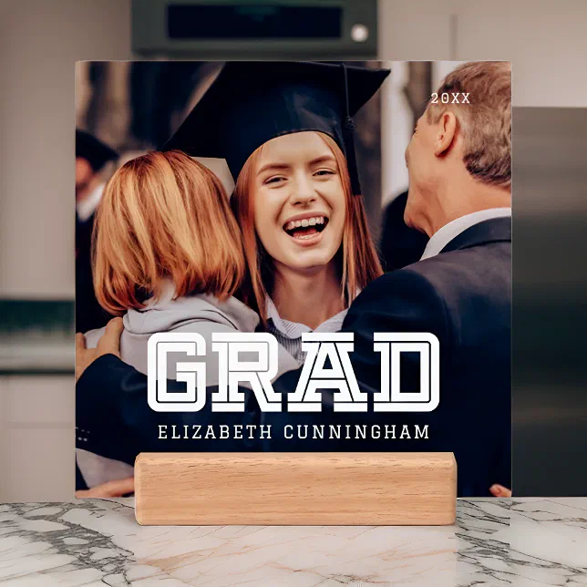 Congrats Grad Modern Simple Preppy Photo Holder | Zazzle