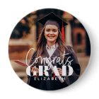 Congrats Grad Modern Simple Script Custom Photo Button | Zazzle