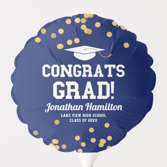 Congrats Grad Navy Blue Grad Party Balloon | Zazzle.com