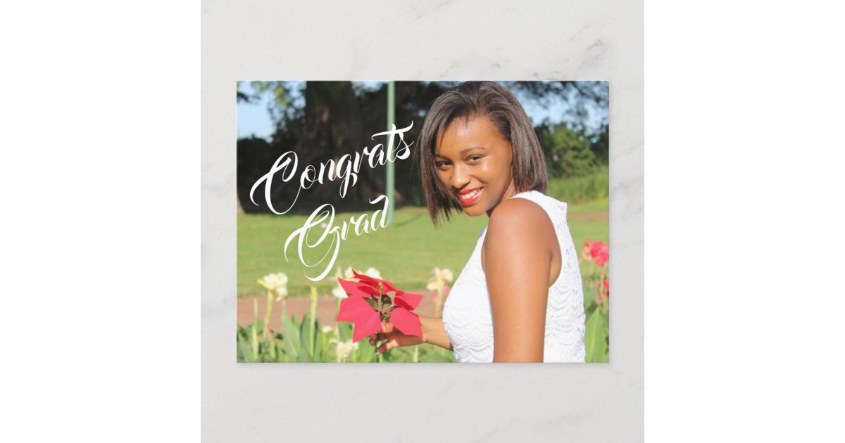 Congrats Grad Photo Graduation Announcement Postcard | Zazzle