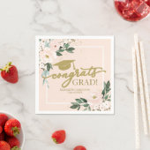 Congrats Grad Pink Blush Floral Graduation Party Napkins | Zazzle