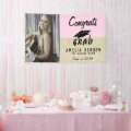 Congrats Grad Pink Rustic Photo Graduation Party Banner | Zazzle