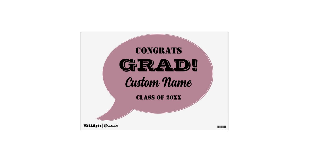 Congrats Grad. Purple Speech Bubble Graduation Wall Sticker | Zazzle