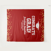 Congrats Grad Red Gold Grad Party Backdrop | Zazzle