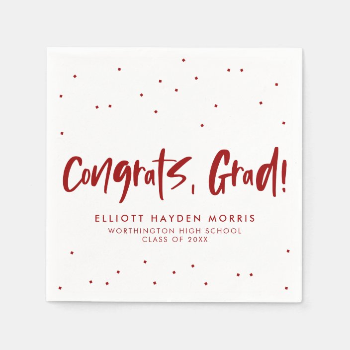 Congrats grad scarlet red confetti graduation napkins | Zazzle.com