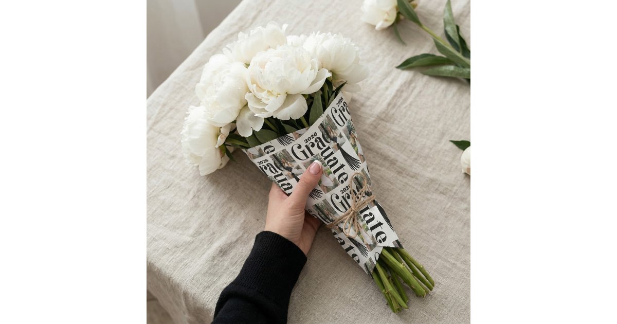 Congrats Grad tassel Photo Collage Class of 2026 Wrapping Paper Sheets ...