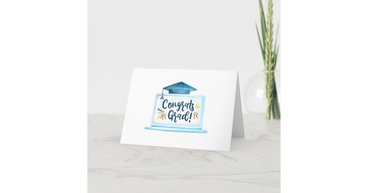 Congrats Grad Virtual School Graduation Card | Zazzle