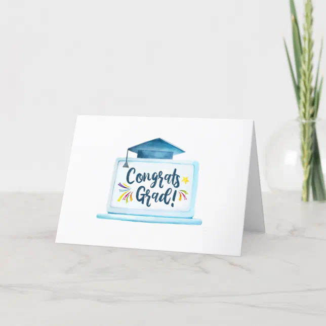 Congrats Grad Virtual School Graduation Card | Zazzle