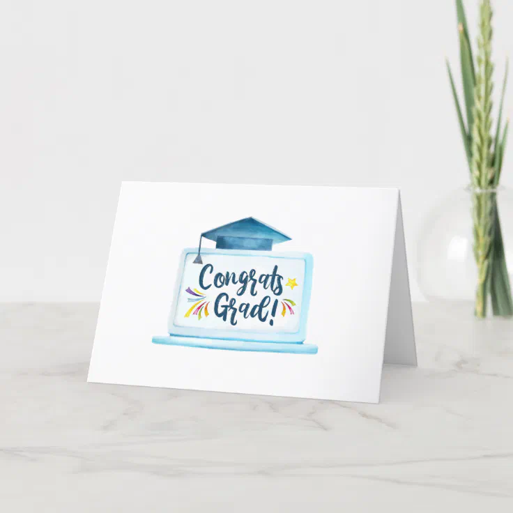 Congrats Grad Virtual School Graduation Card | Zazzle