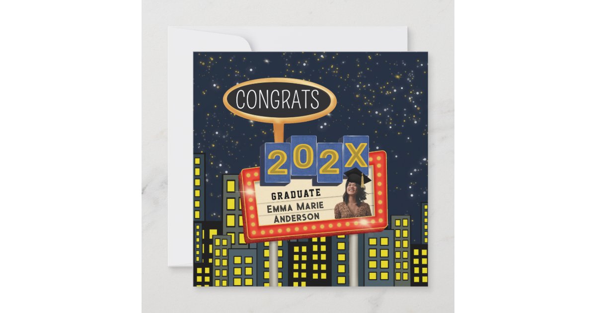 Congrats Graduate City Skyline Photo Billboard Announcement | Zazzle