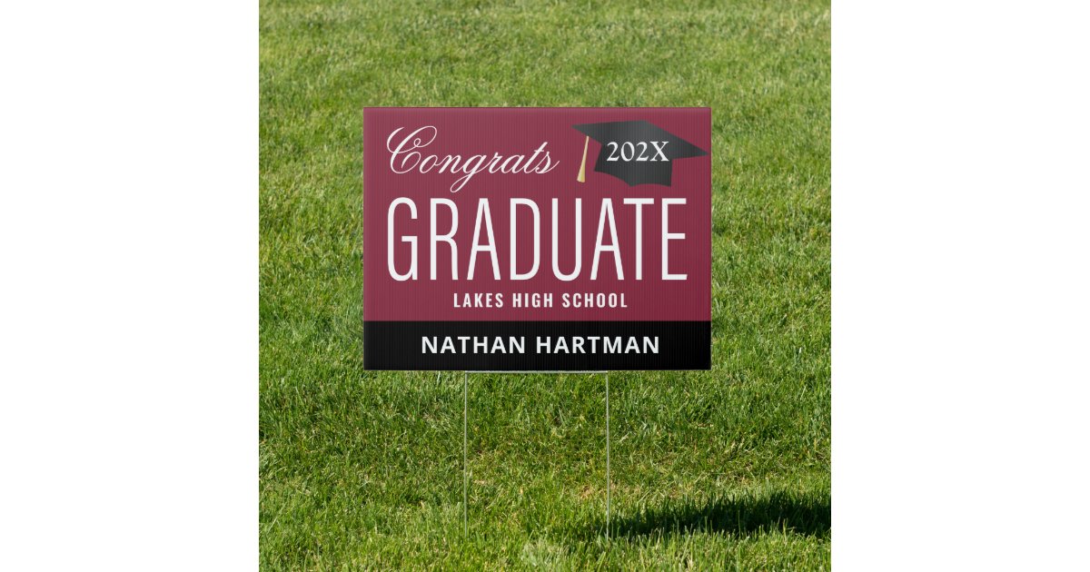 Congrats Graduate Maroon Graduation Sign | Zazzle