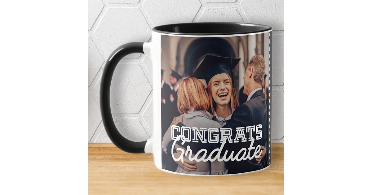 Congrats Graduate Modern Simple Custom Photo Mug | Zazzle