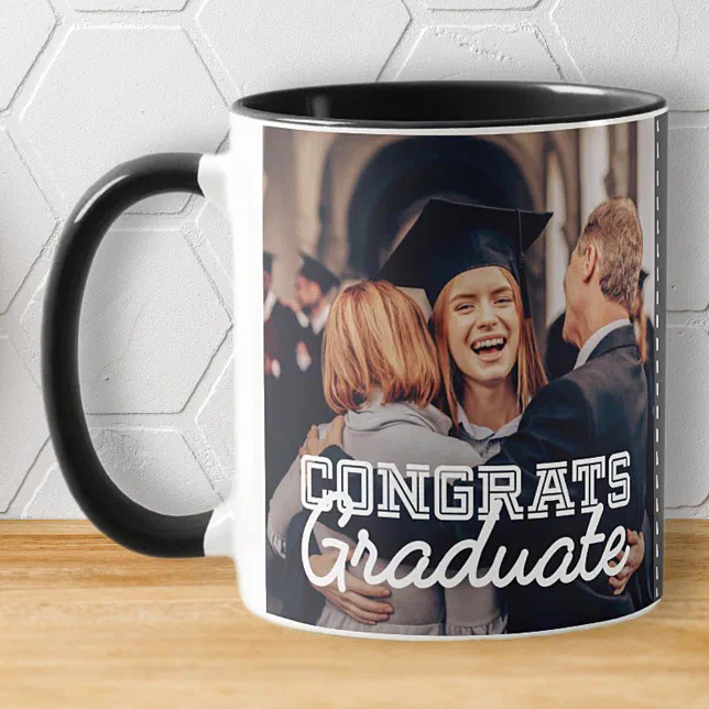 Congrats Graduate Modern Simple Custom Photo Mug | Zazzle