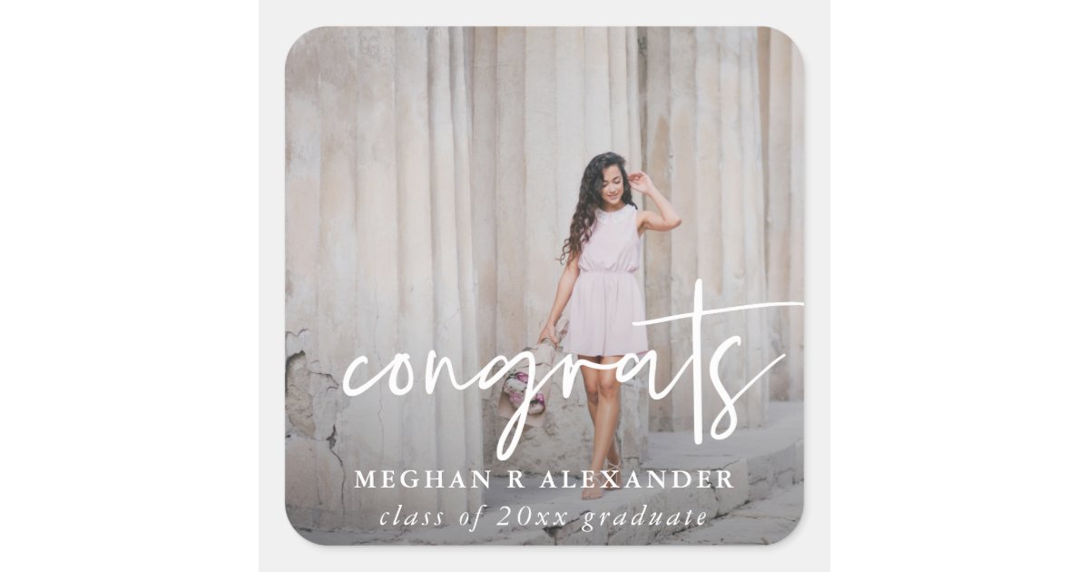 Congrats Graduate Photo and Name Sticker | Zazzle