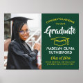 Congrats Graduate Photo Green and Gold Graduation Poster | Zazzle