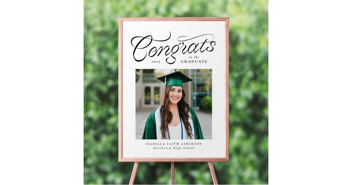 Congrats graduate trendy photo graduation party poster | Zazzle
