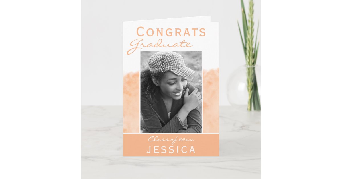 Congrats Graduate Watercolor Photo Graduation Card | Zazzle