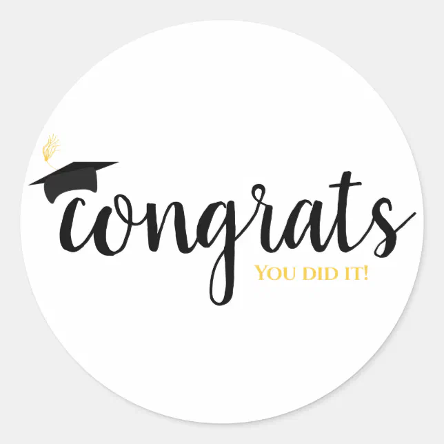 Congrats Graduation Cap Classic Round Sticker | Zazzle