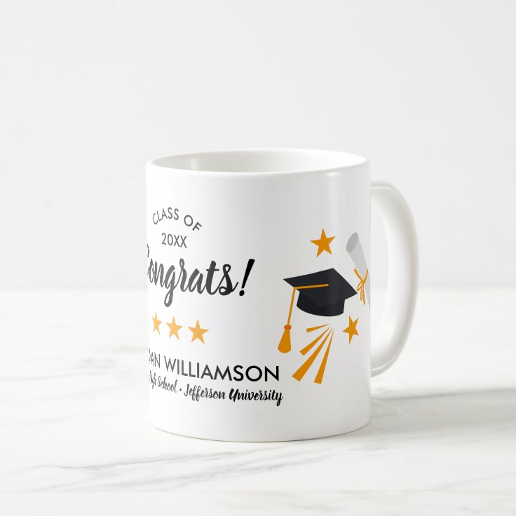 Congrats Graduation Grad Cap Grad Name Class 20XX Coffee Mug | Zazzle