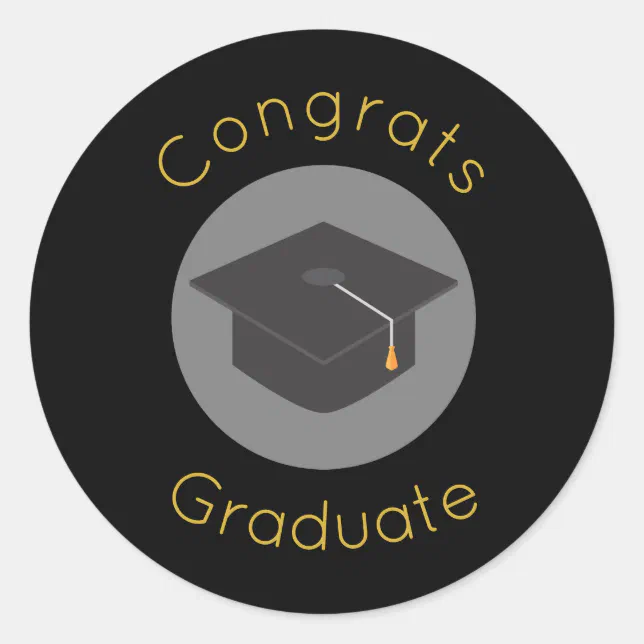 Congrats Graduation w/ Graduation Cap Classic Round Sticker | Zazzle