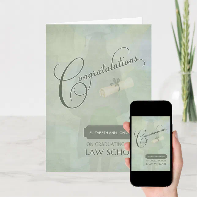 Congrats Law School Female Graduate Custom Name Card | Zazzle