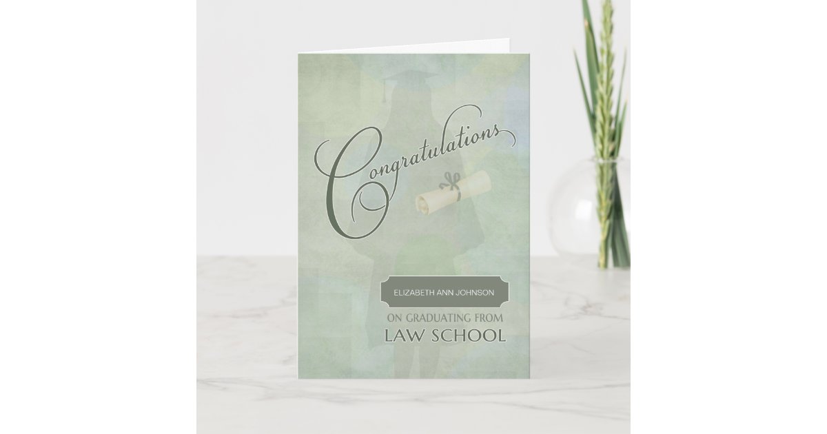 Congrats Law School Female Graduate Custom Name Card | Zazzle