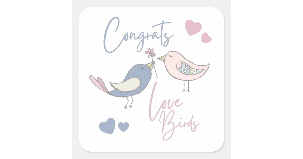 Congrats Love Birds Stickers | Zazzle