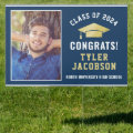 Congrats Modern Navy Gold Custom Photo Graduation Sign | Zazzle