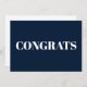 Congrats navy blue white Congratulations card | Zazzle