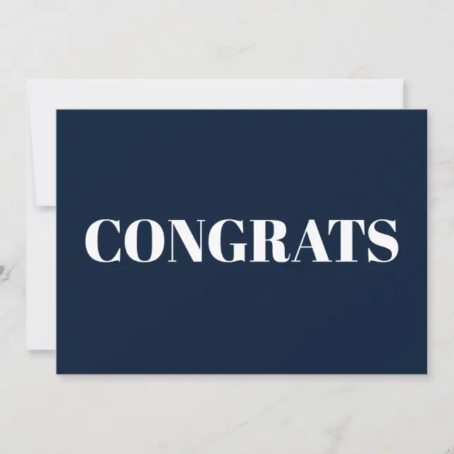 Congrats navy blue white Congratulations card | Zazzle