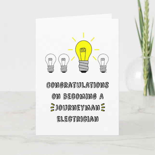 Congrats on Becoming a Journeyman Electrician Card | Zazzle