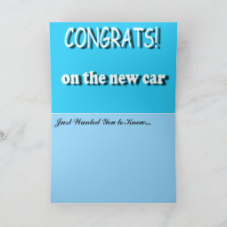 CONGRATS ON THE NEW CAR, Card | Zazzle