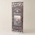Congrats Rustic Wood String Light Graduation Photo Retractable Banner ...