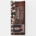 Congrats Rustic Wood String Lights Grad Photo Banner | Zazzle