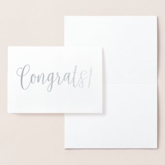 Congrats! Silver foil congratulations card | Zazzle