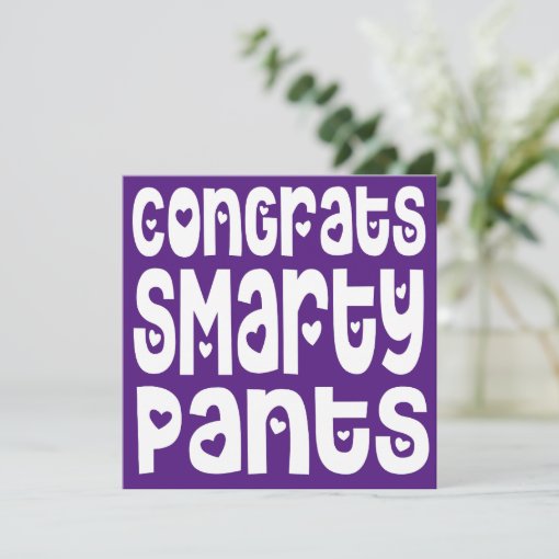 Congrats Smarty Pants Text Hearts Exam Purple Zazzle