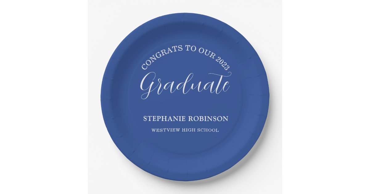 Congrats to Our 2023 Graduate Royal Blue Paper Plates | Zazzle