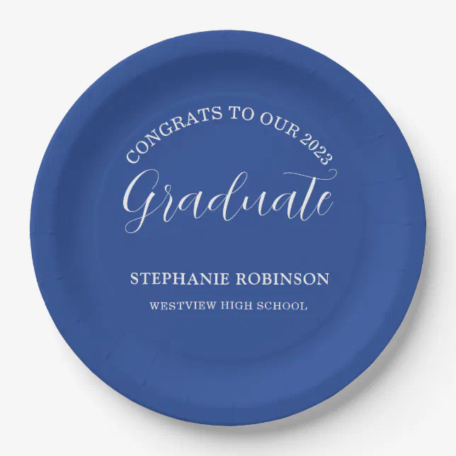 Congrats to Our 2023 Graduate Royal Blue Paper Plates | Zazzle