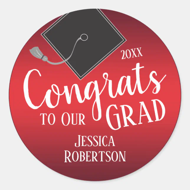 Congrats to Our Grad Class of 2021 Red Classic Round Sticker | Zazzle
