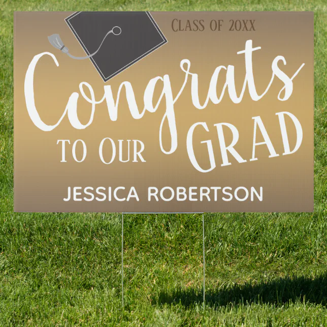 Congrats to Our Grad One Photo Yard Sign Gold | Zazzle