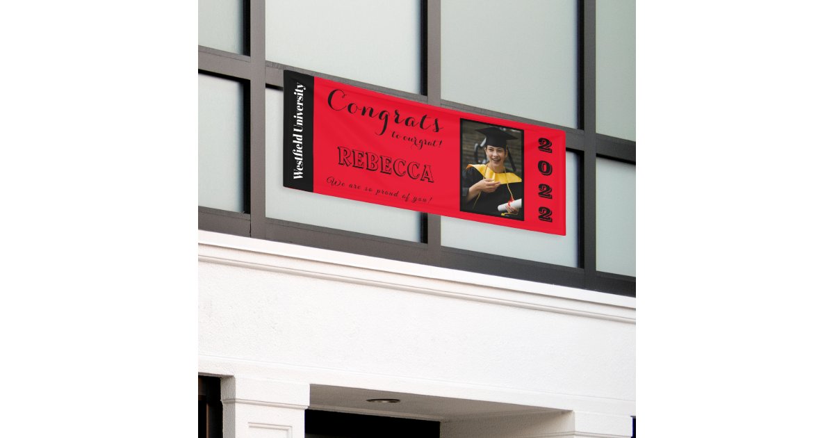 Congrats to Our Grad Red Banner | Zazzle