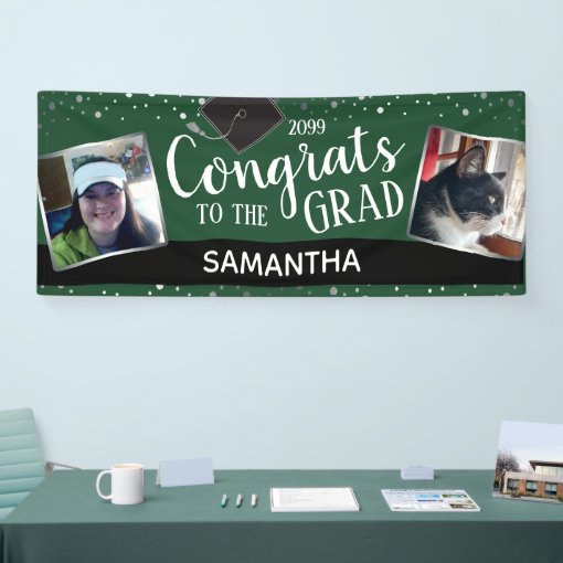 Congrats to Our Grad Two Photo Any Year Banner | Zazzle