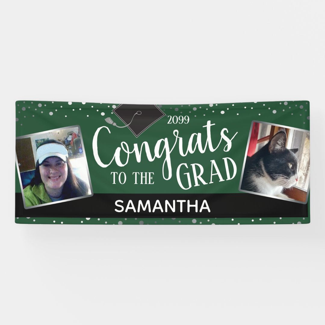 Congrats to Our Grad Two Photo Any Year Banner | Zazzle